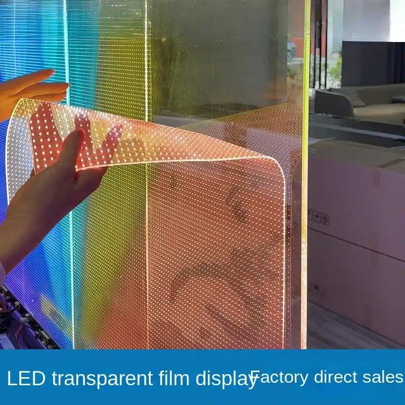 Curved LED indoor display screen, transparent grid guardrail, flexible ...